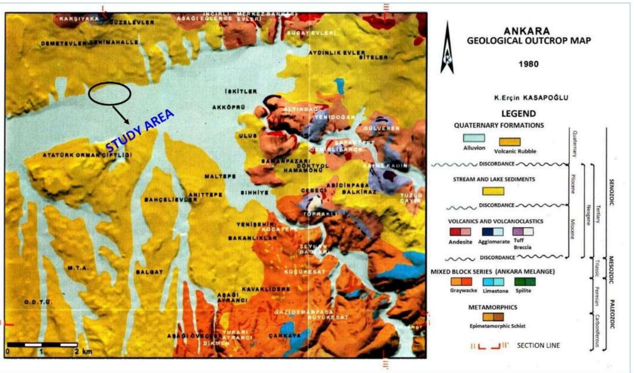 Geologic outcrop map of ankara urban area (kasapoglu, 2000)