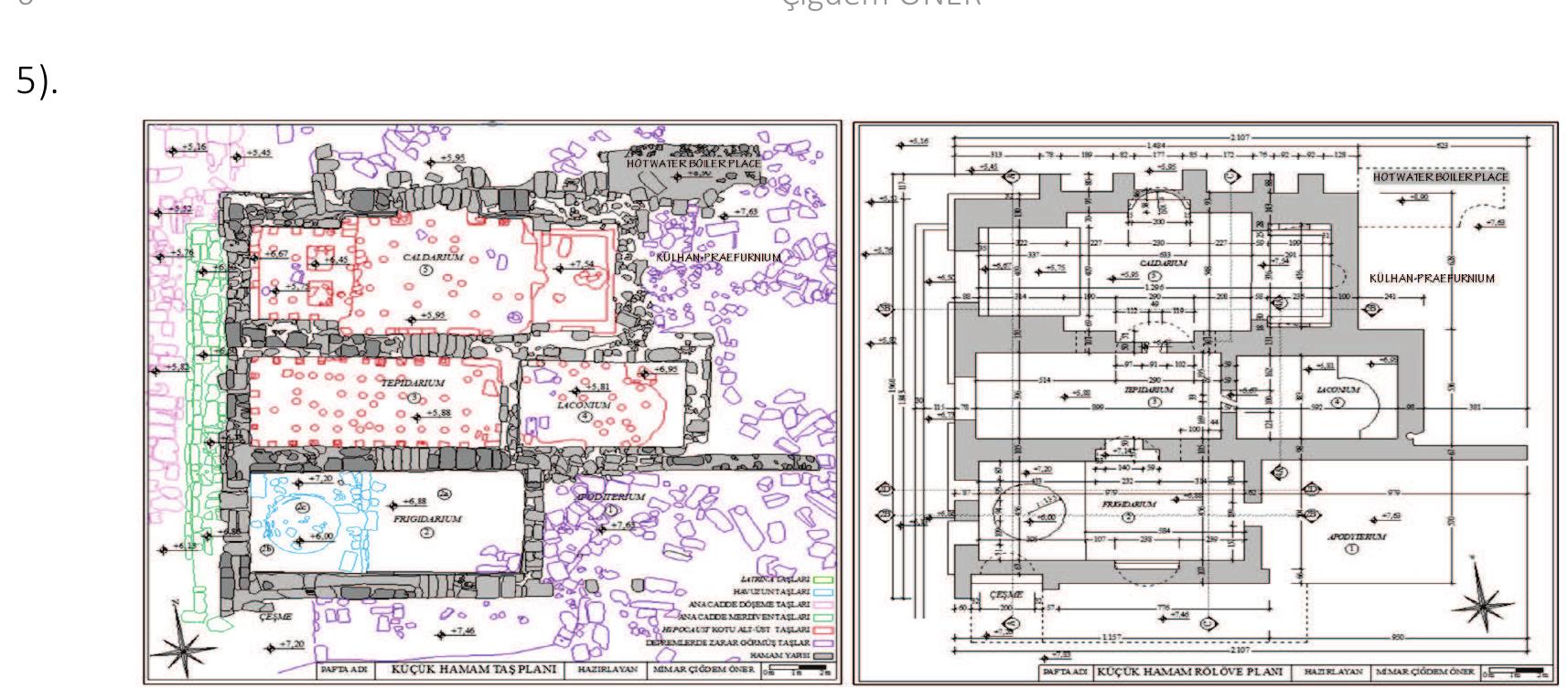 Phaselis small bath stone plan and surveying