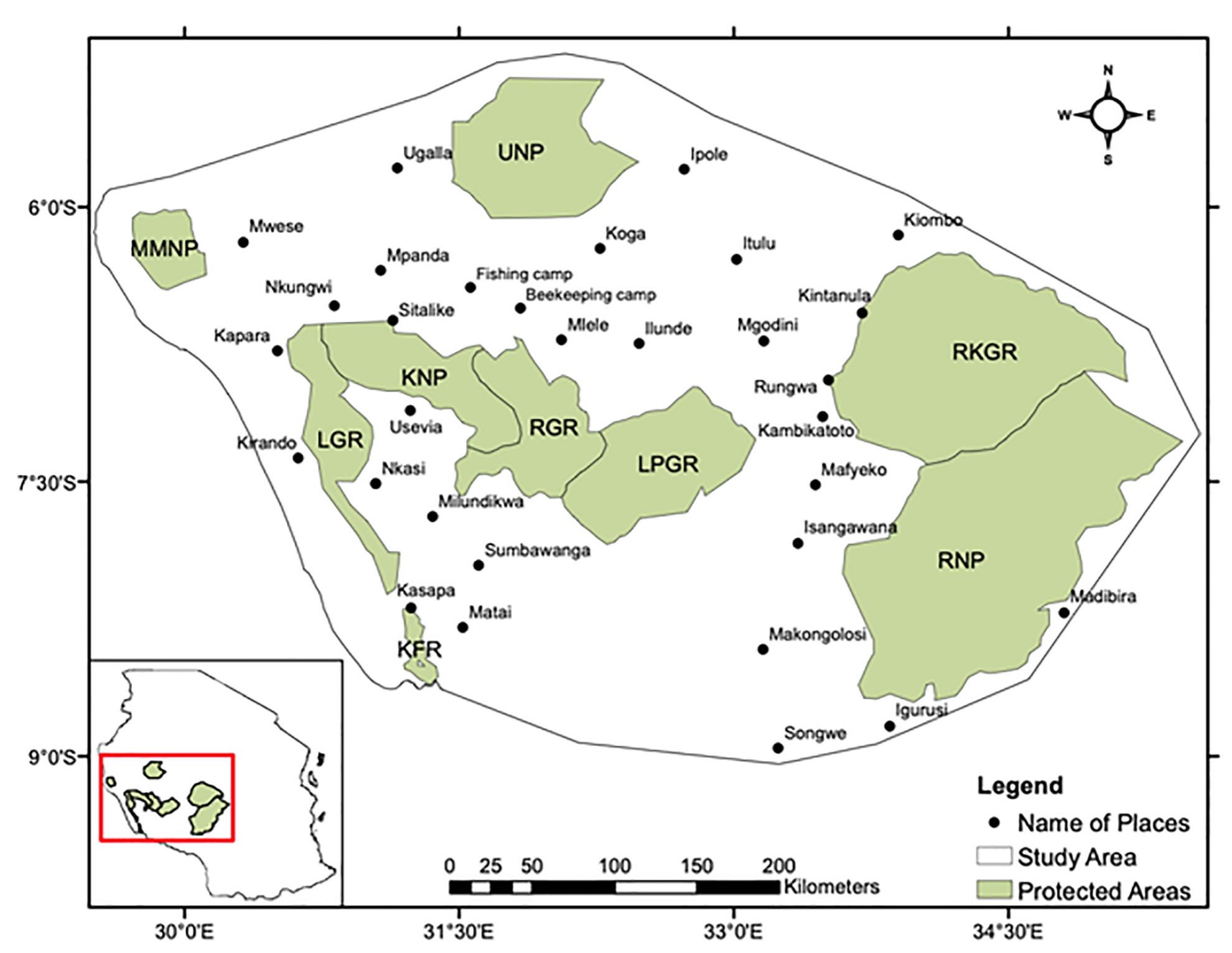 Map of the protected area network of south-western tanzania,