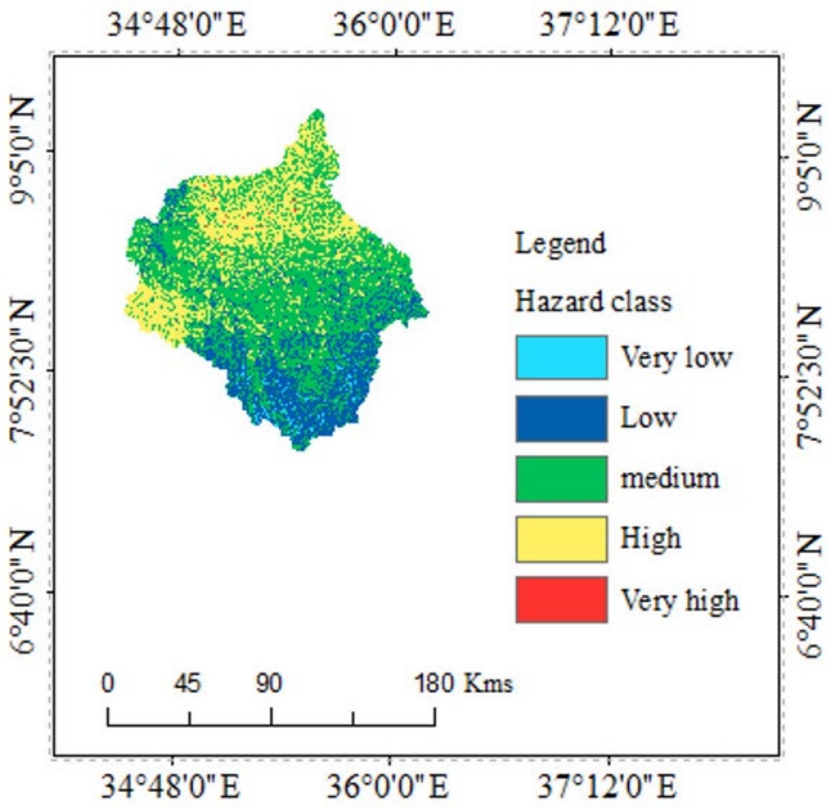 Flood hazard map of the upper baro-akobo watershed.