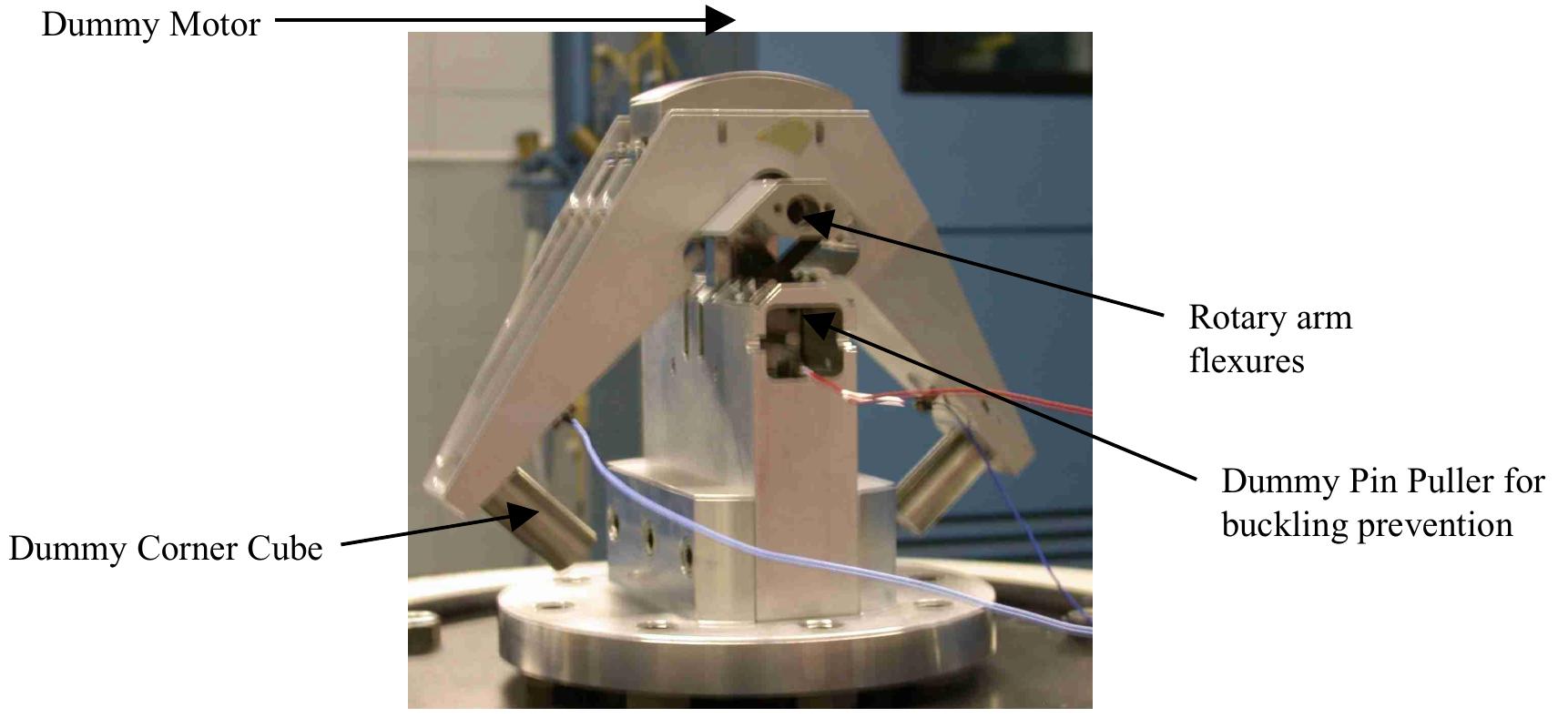 : vibration test setup of interferometer rotary arm flexures