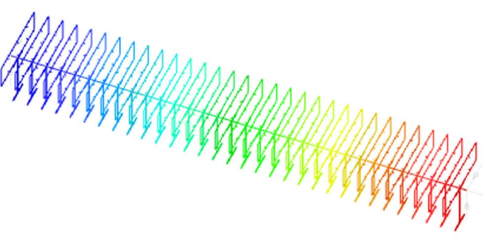 The mesh cross-section of the beam.