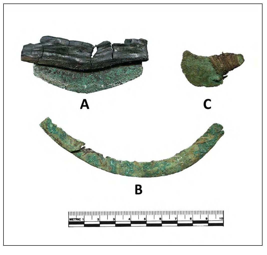 Native copper knives from tlékw.aan (yak-007): (a) semilunar