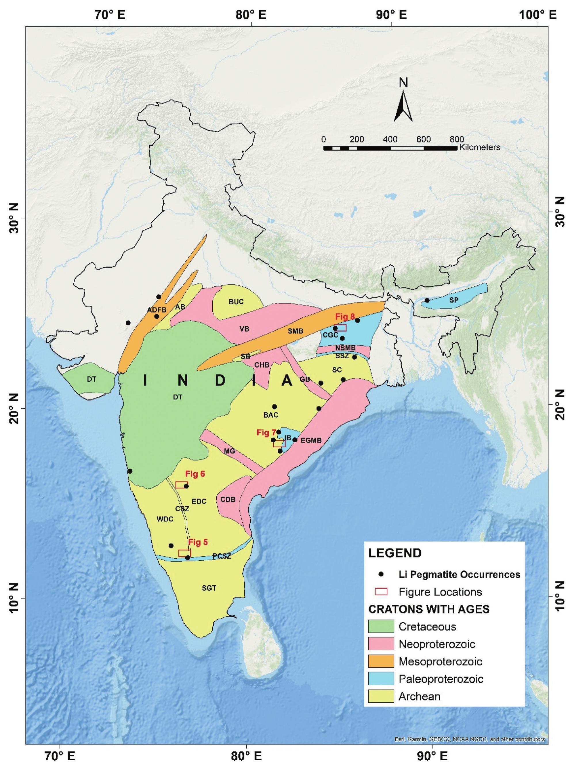 General geological map of india showing the archaean