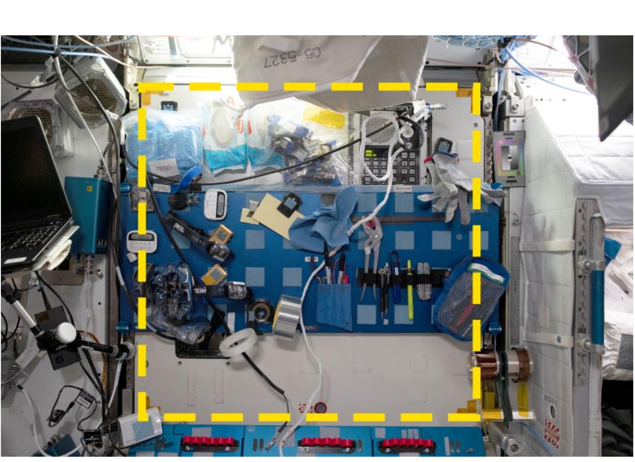 Square 03 in the starboard maintenance work area of the iss.