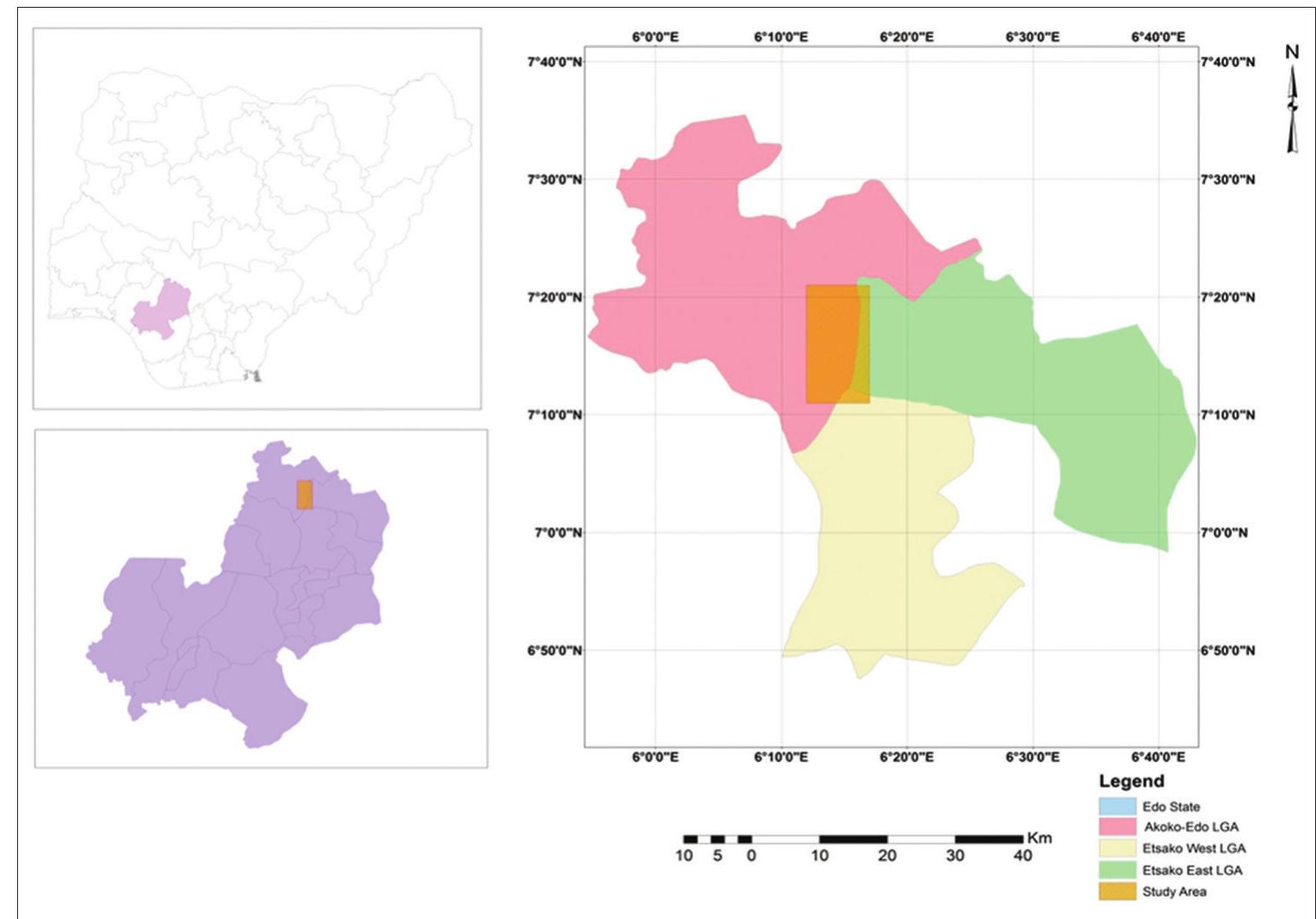 Location map of the study area. insets: map of nigeria