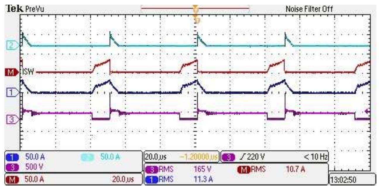 9: experimental waveforms of the y-source converter with k