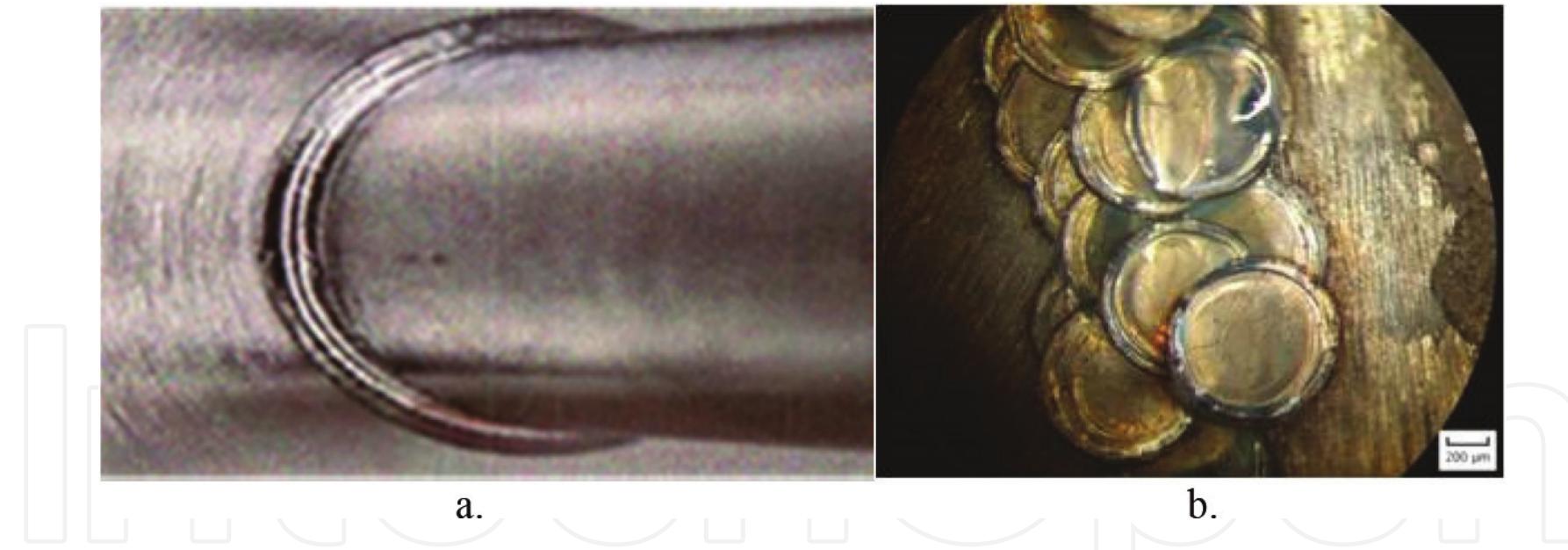 (a) image of the welding cord. (b) microscopic image of the