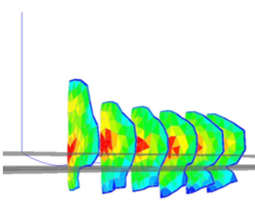 A schematic for propagation of multiple hydraulic fractures