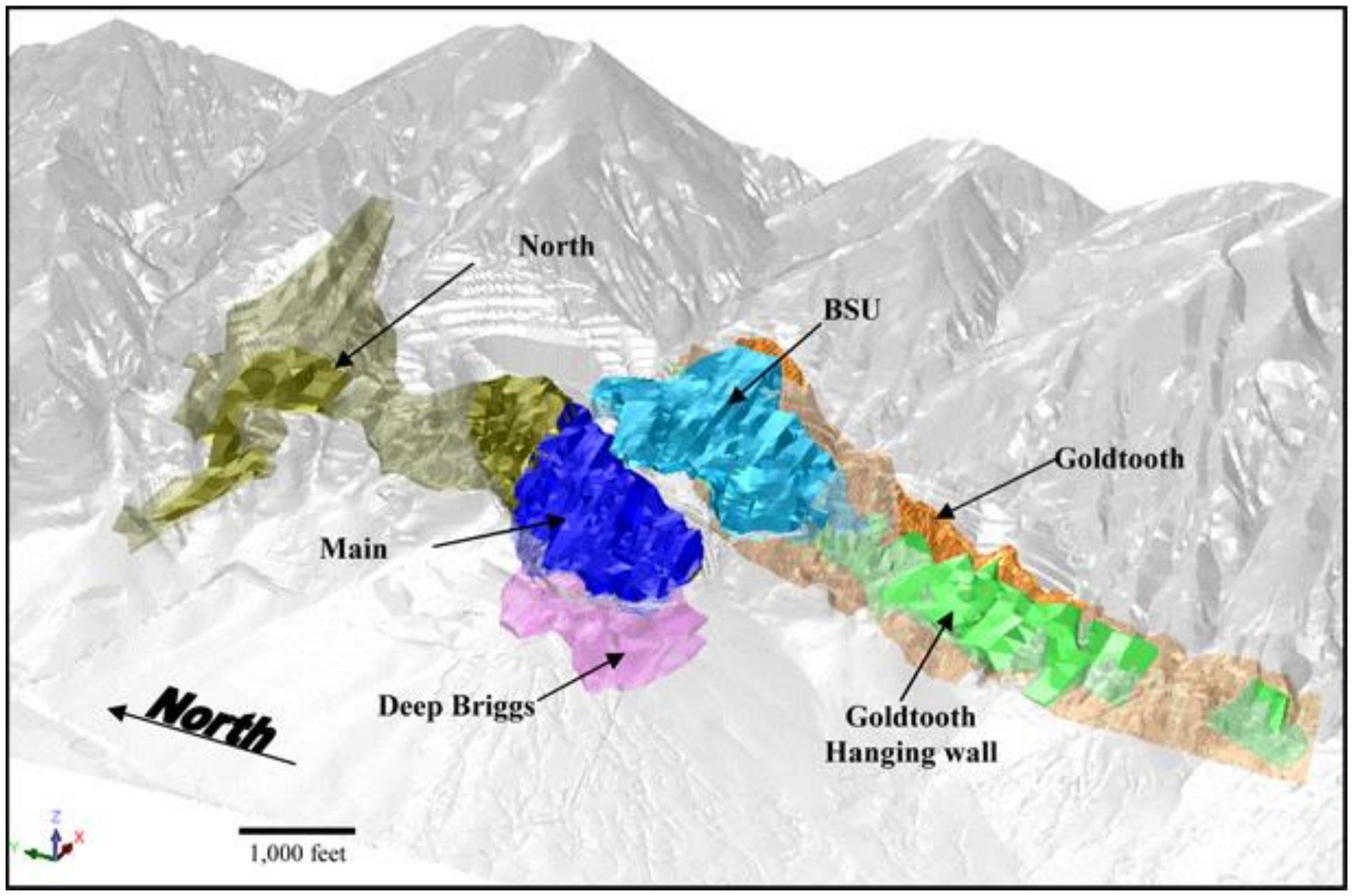 Mineralized zones at the briggs mine. from sec.gov (2012,
