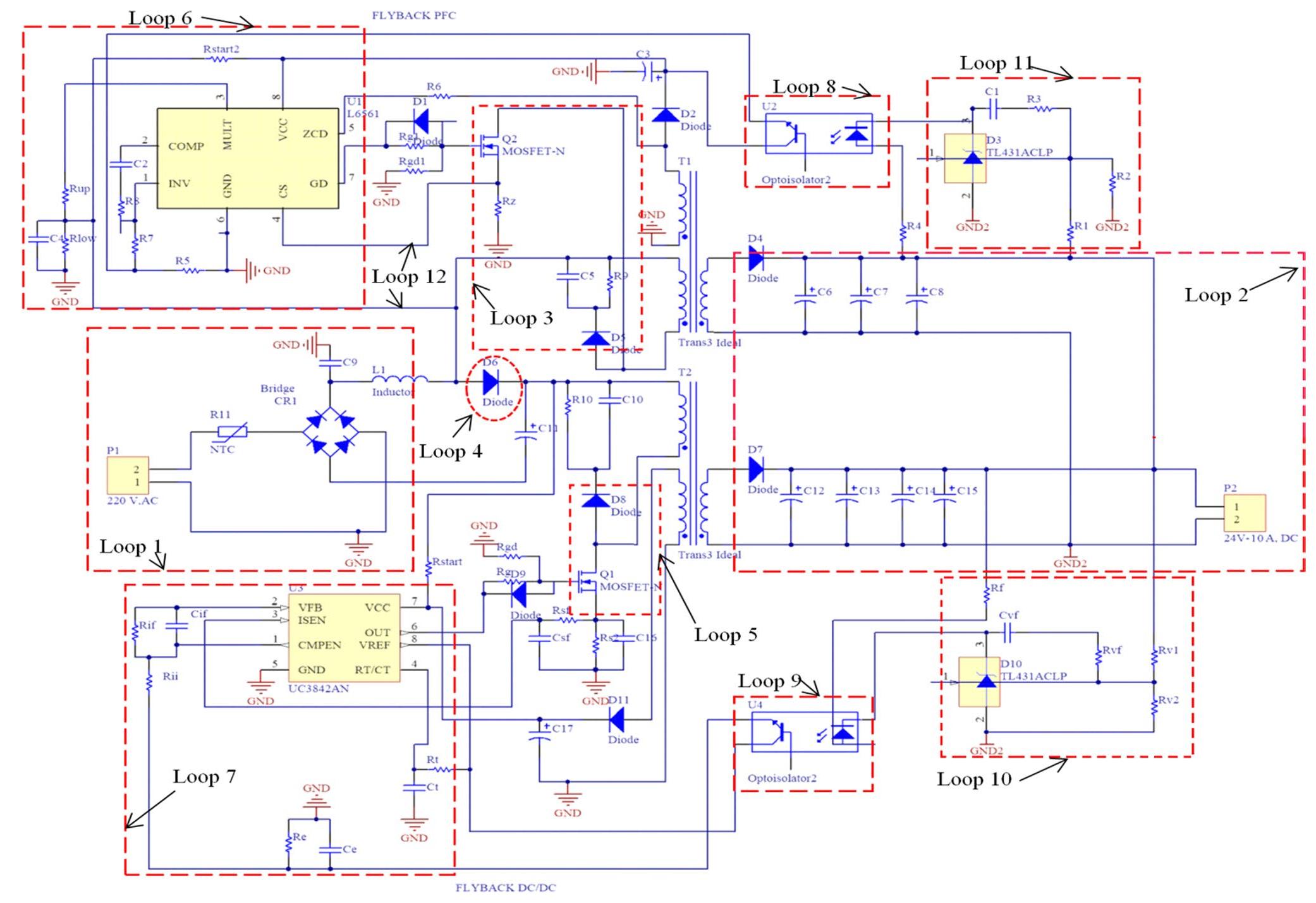 A closed-loop control circuit for a parallel flyback