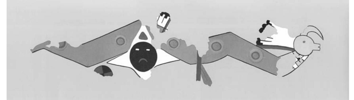 Liminal creature: horned/plumed serpent from pottery mound