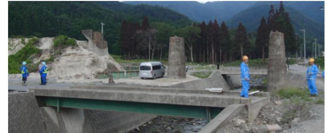 The girders and approach fills behind the abutment of a