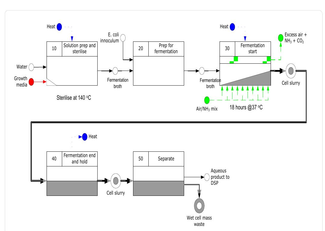 Process definition diagram for the upstream stages of the