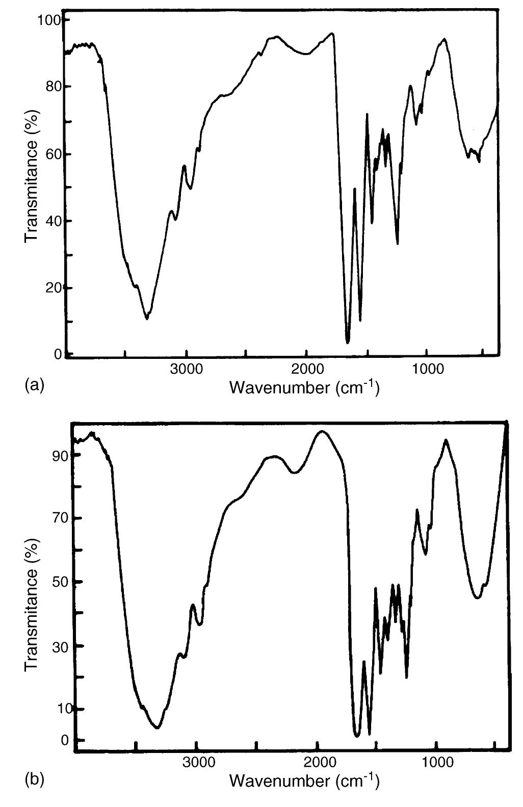 Ft-ir spectra of (a) native collagen film and (b) catechin