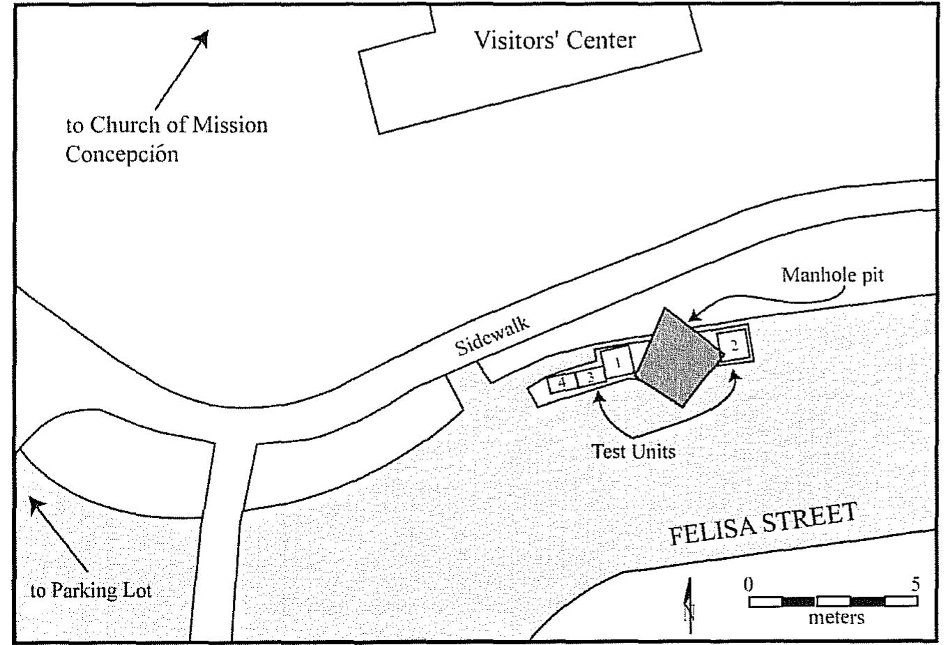 -8. map of manhole pit and test units. once these