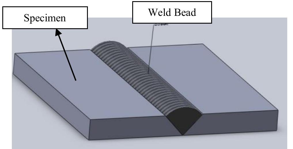 Showing the weld bead of single v groove joint. abstract.