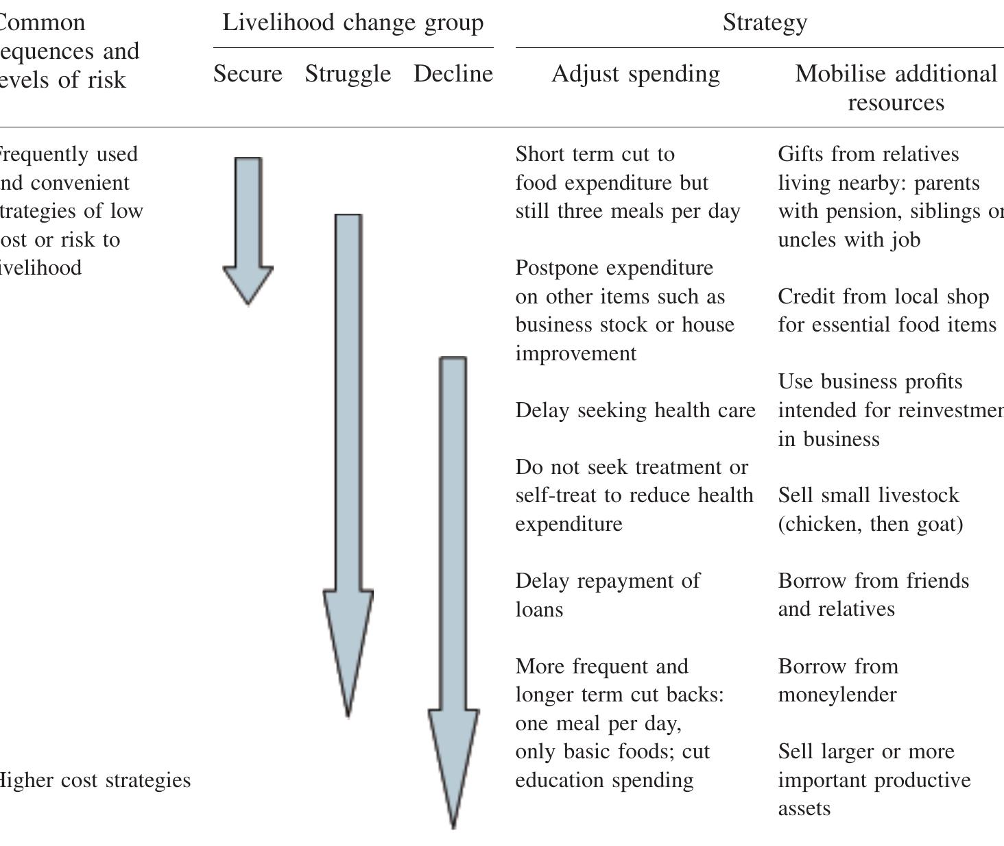 Types and sequences of coping strategies used to cope with