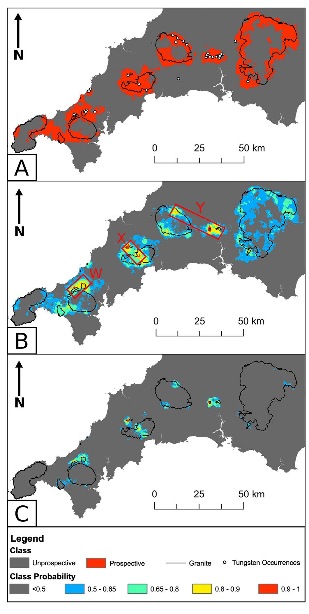 (a) classification map, (b) class probability map and (c)