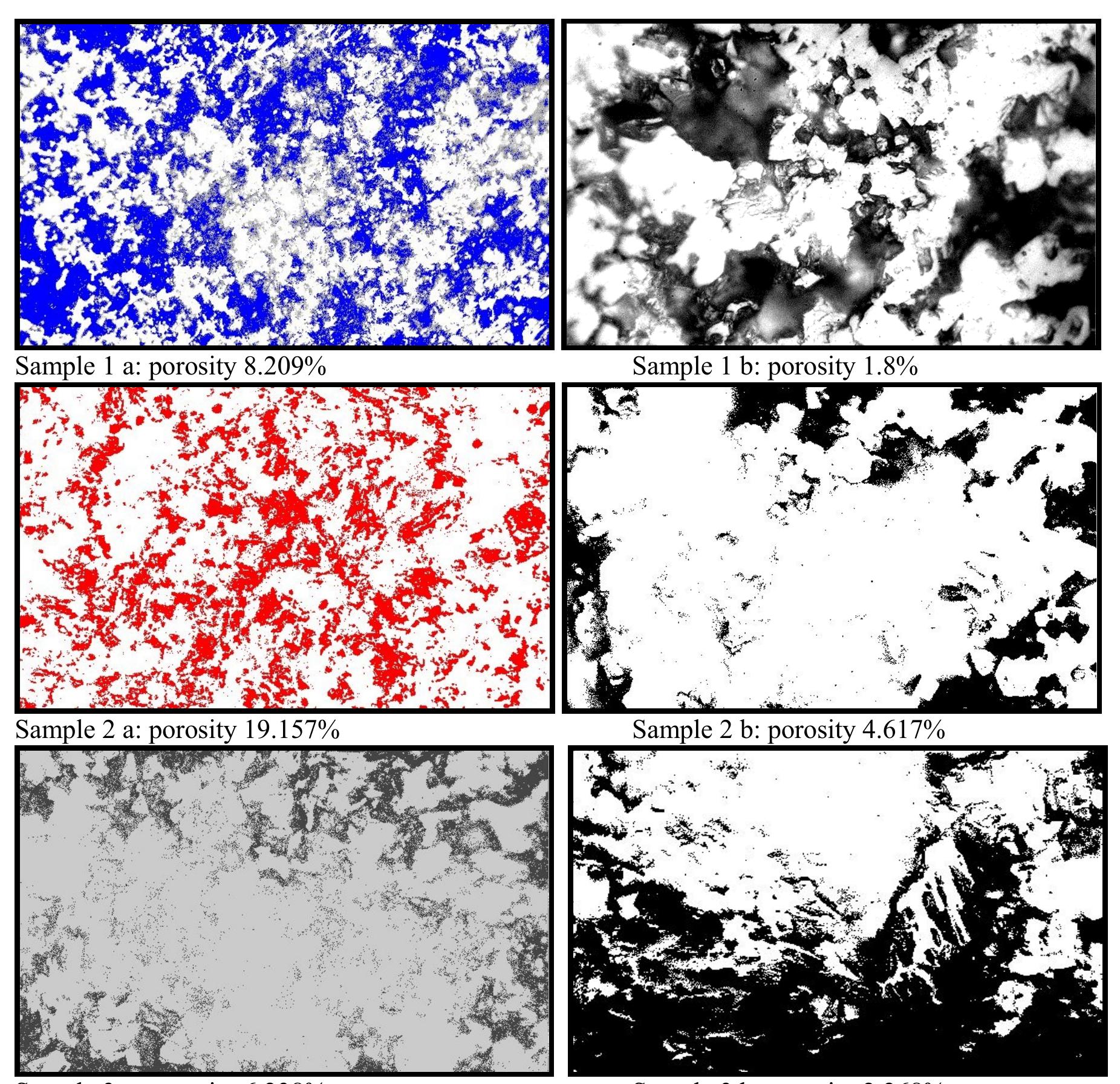 Sample 3 a: porosity 6.238% 238% sample 3 b: porosity 2.268%