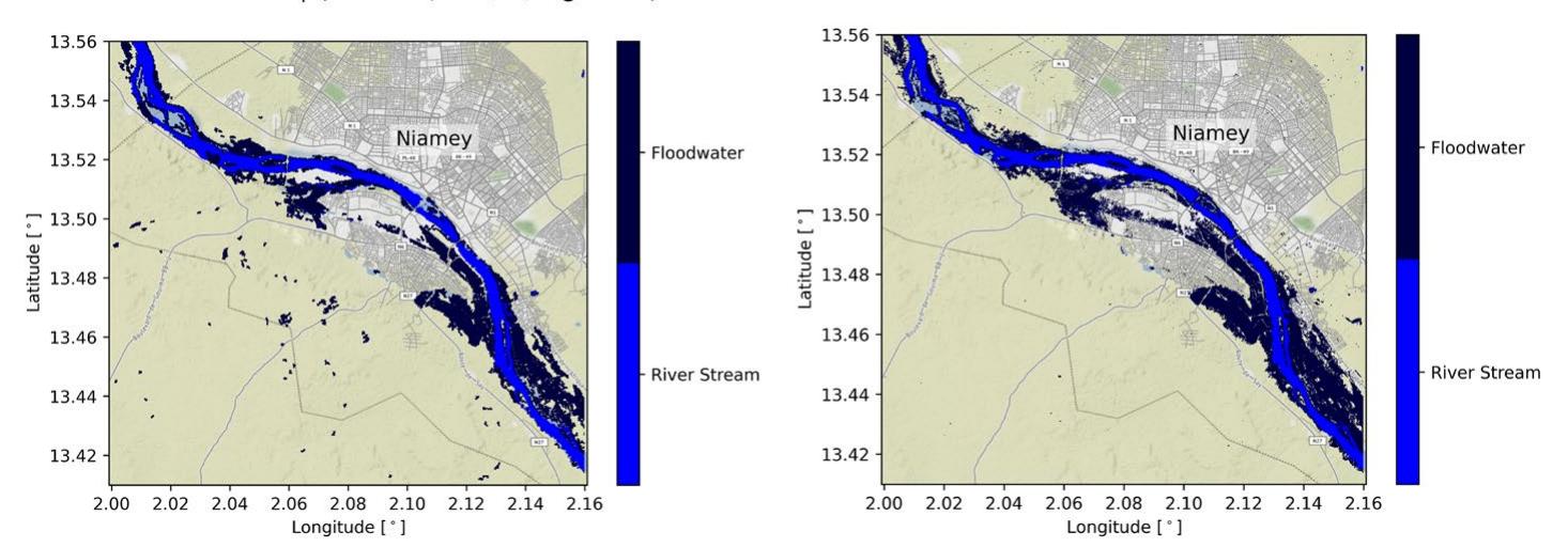 Flood extent maps derived from two sentinel images