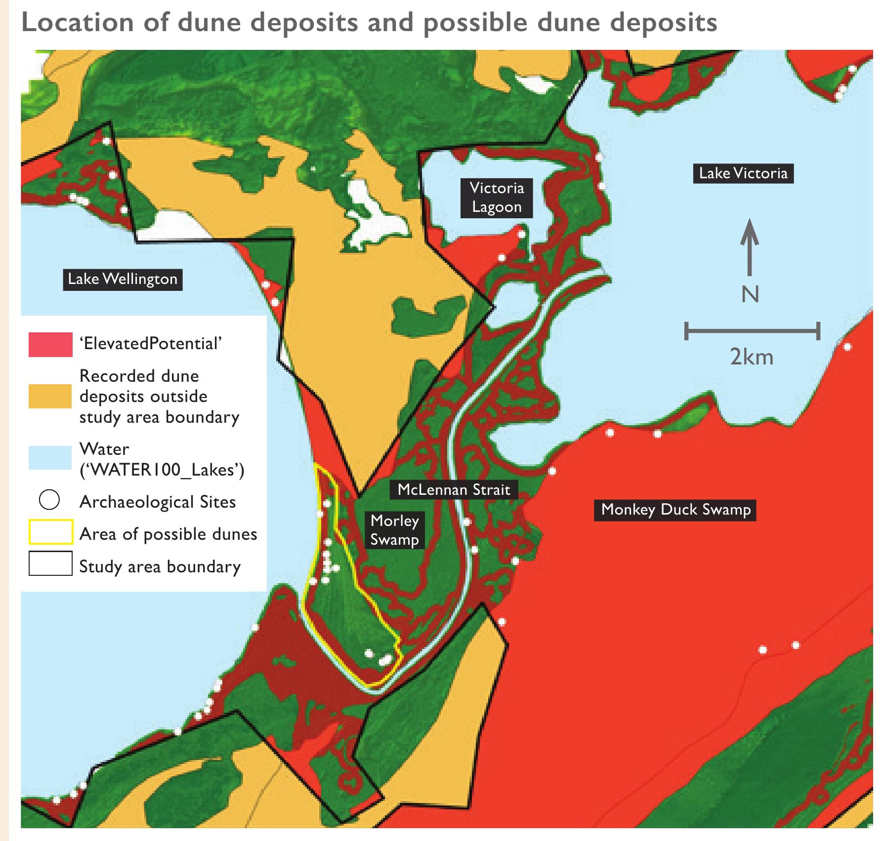 Comparison between the areas identified as more likely to