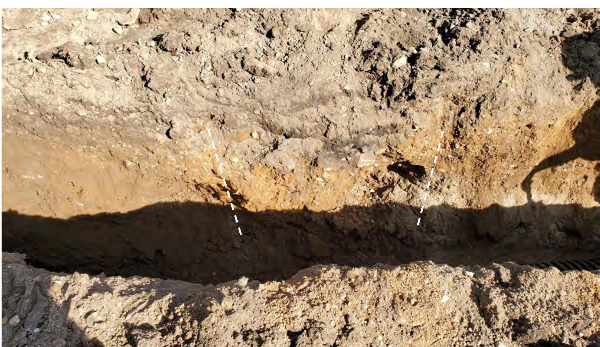 Photo 8— former grave shaft evident in a trench 2 wall
