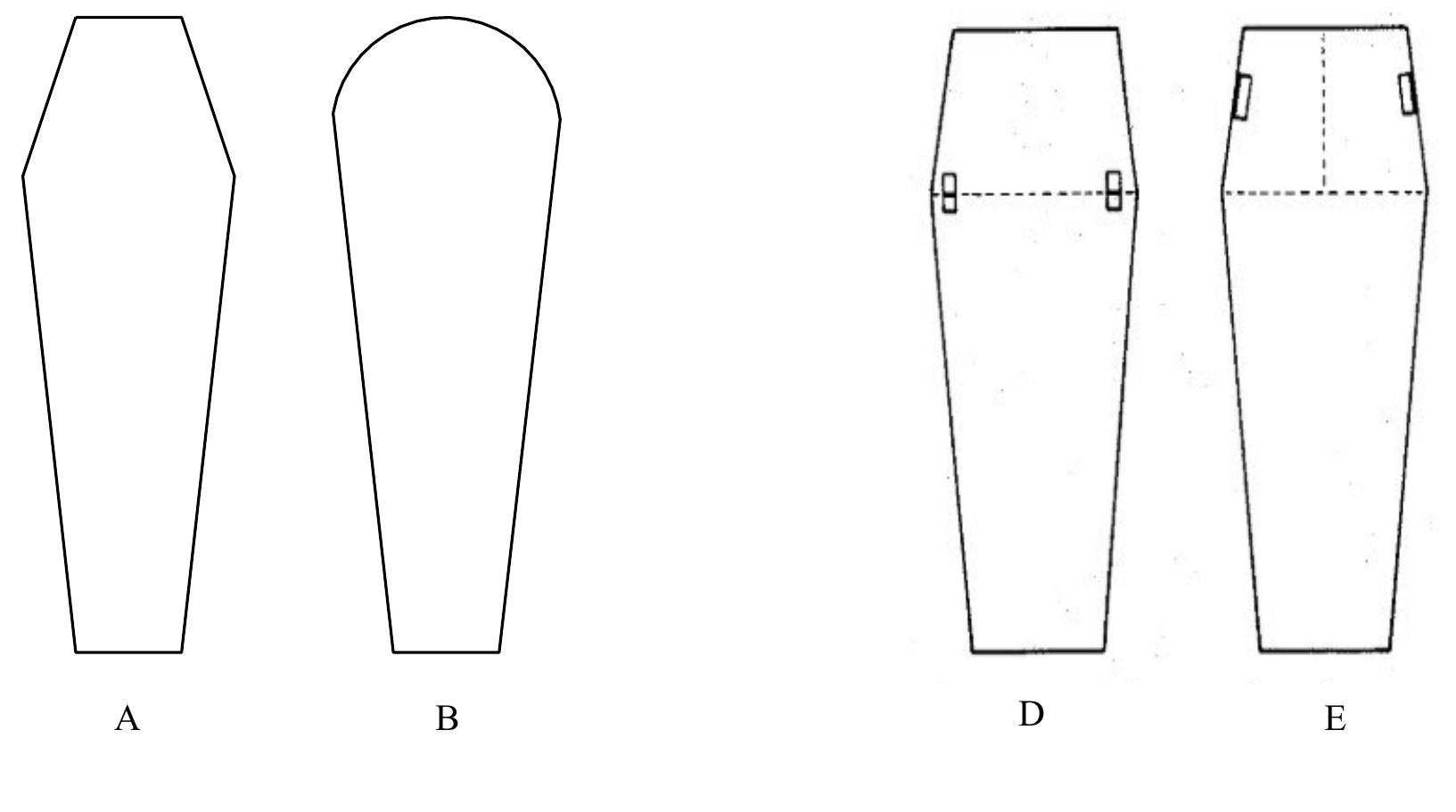 - schematic diagrams of coffin shapes and viewport closures