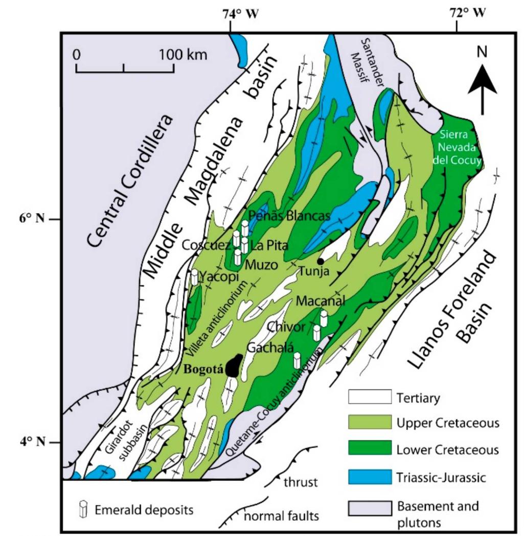 Simplified geological map of the basin from the eastern