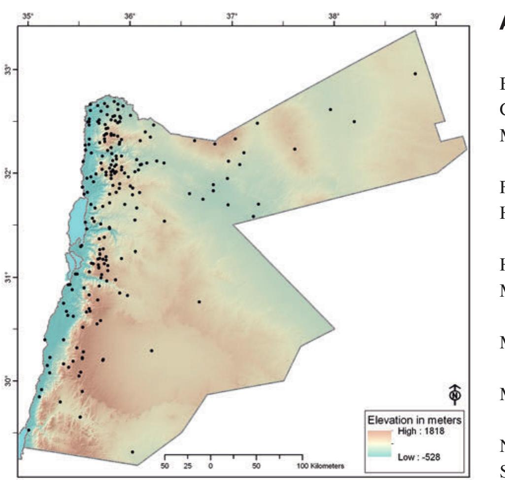 Map of jordan showing localities from which materi- als were
