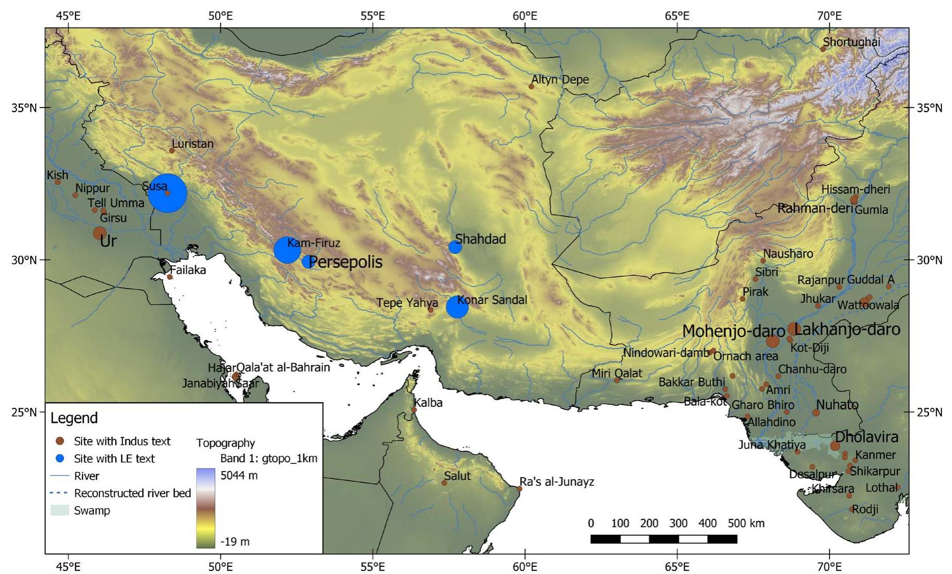 1: map of artefacts excavated in the iranian plateau and the