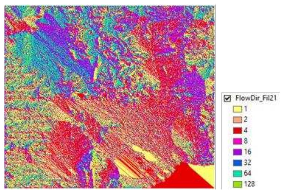 Flow direction model developed using dem (no. 52044) data