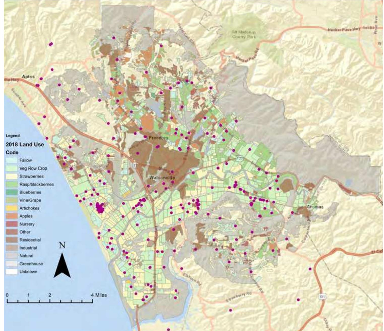 Note: each dot represents a monitoring well operated by the