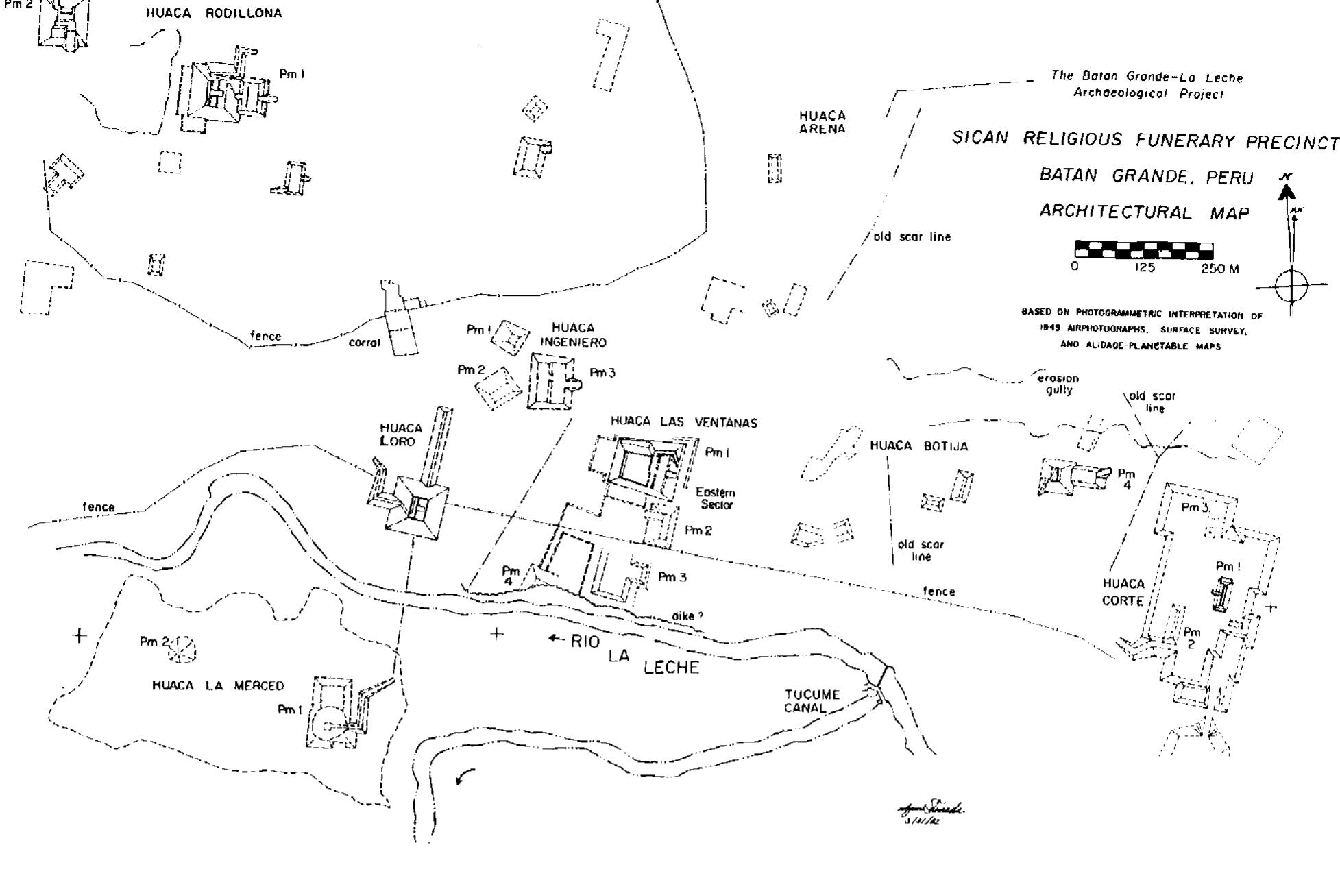 Reconstructed plan of the huaca loro platform mounds with