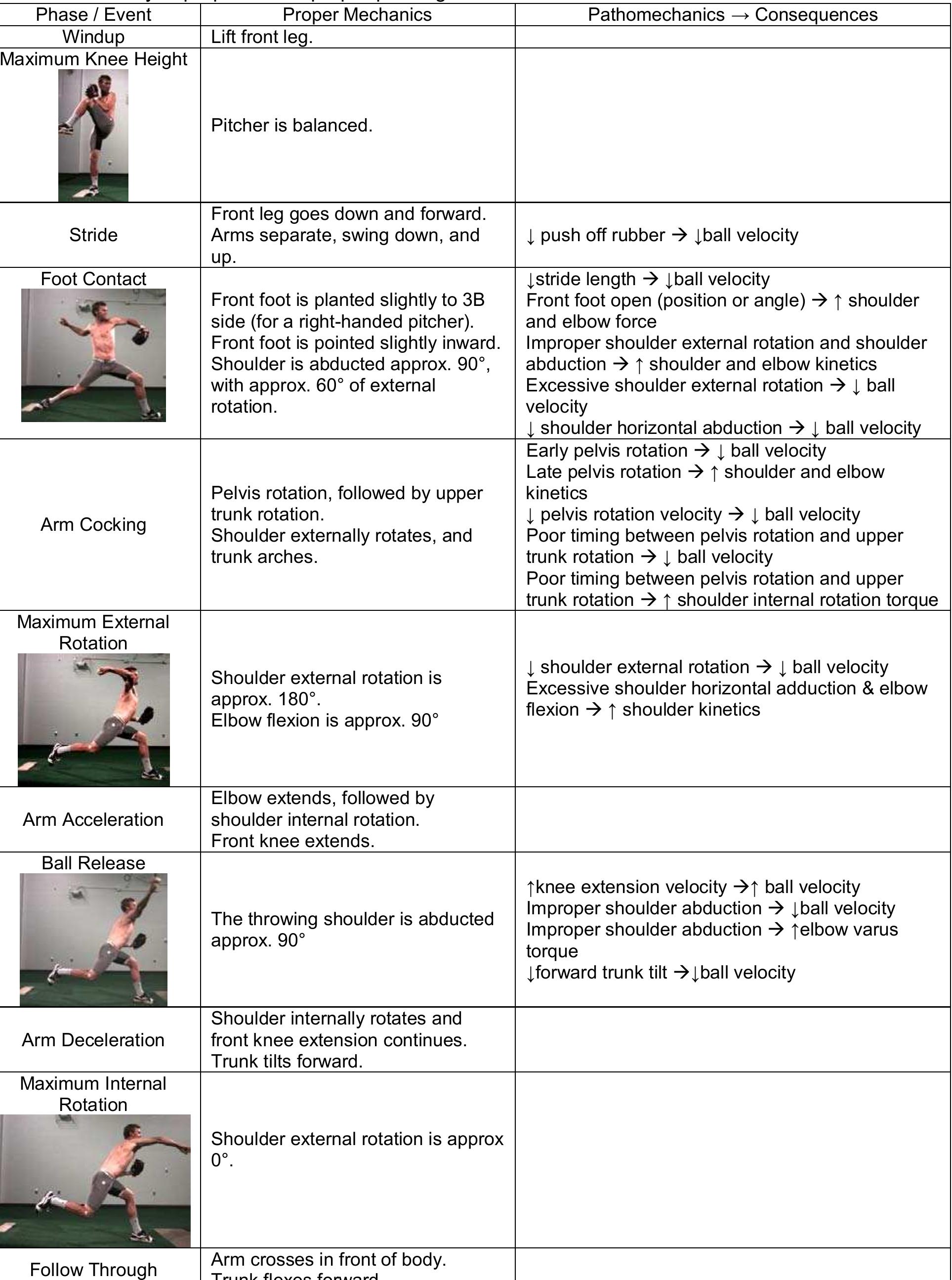 Table 1 - from Biomechanics of Baseball Pitching: