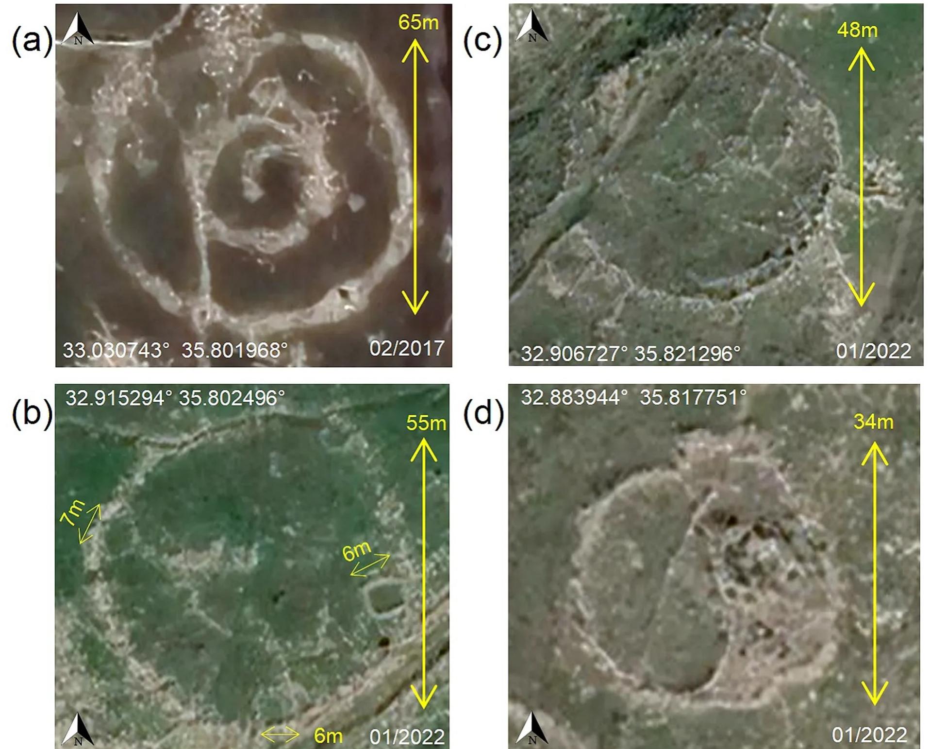 Examples of round-shaped large structures of different