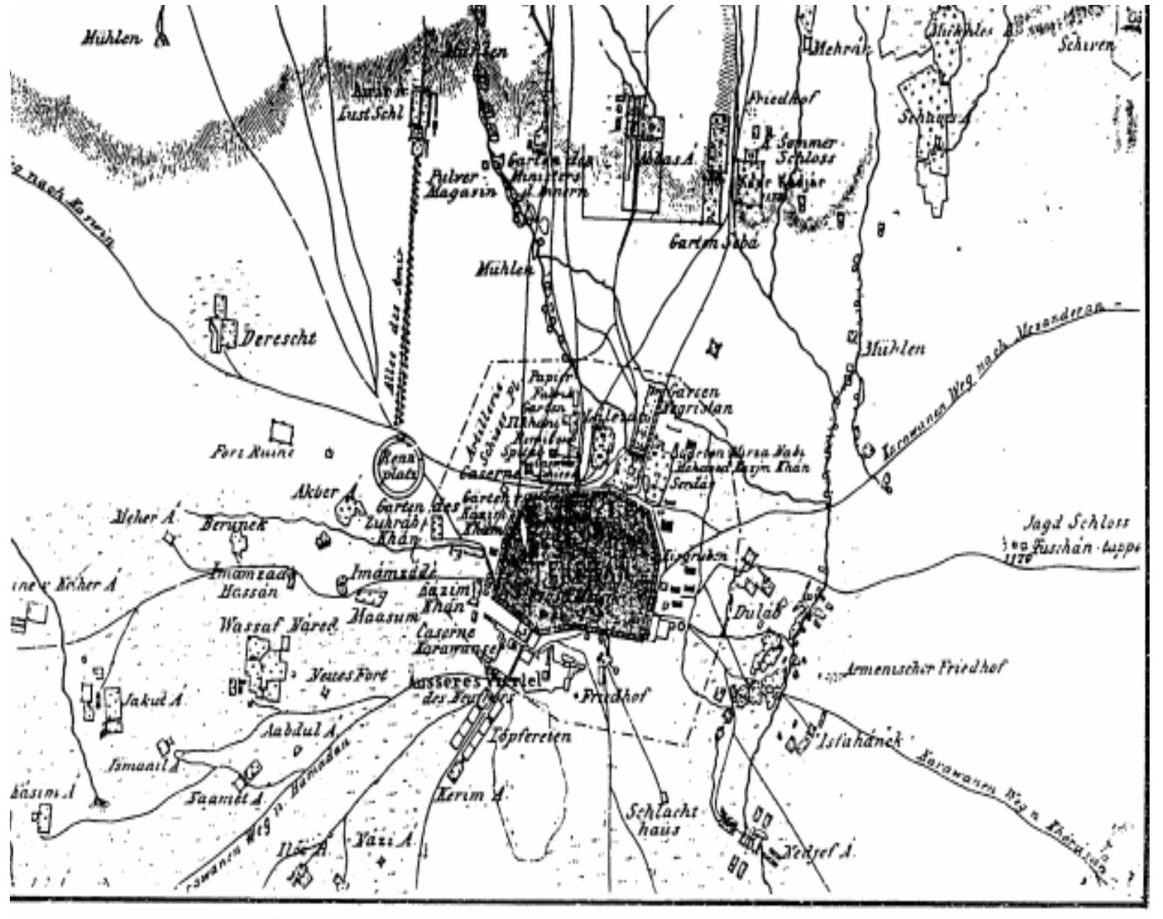Regional map of tehran ca. 1860 before expansion of ] 4204