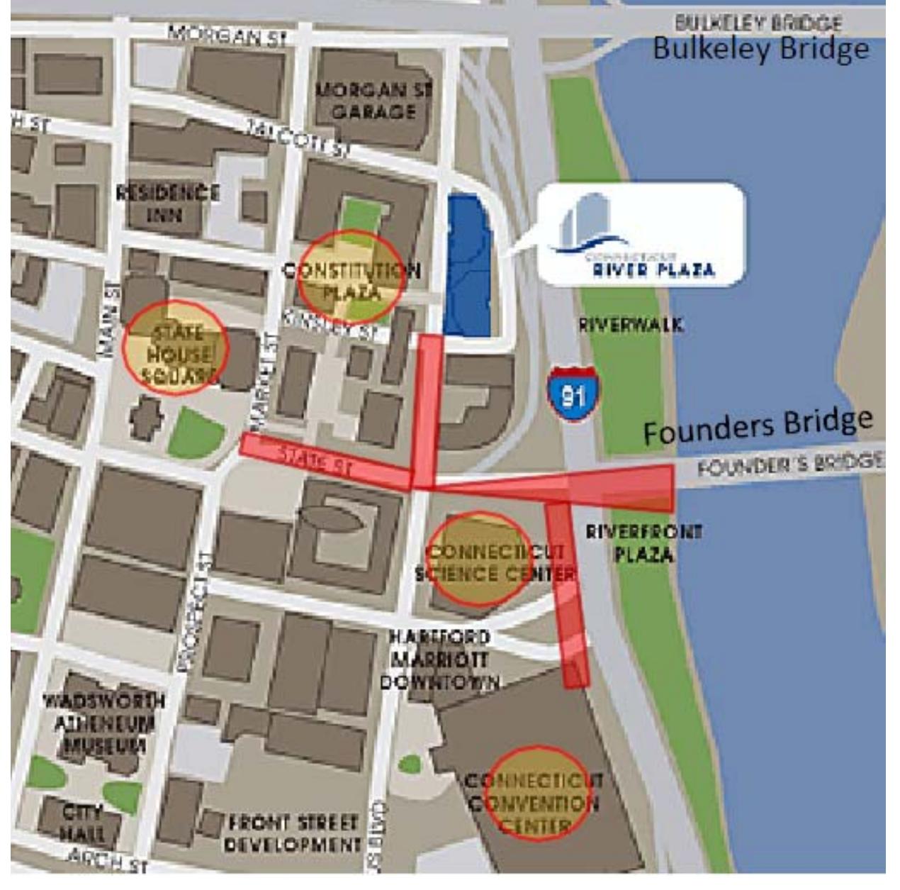 Map of the downtown area of the city of hartford stunning
