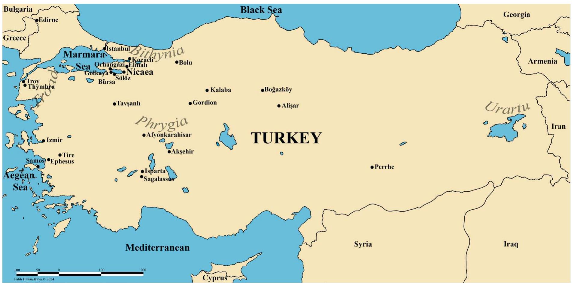 Map 1. referred places in tiirkiye (drawn by f- h. kaya,