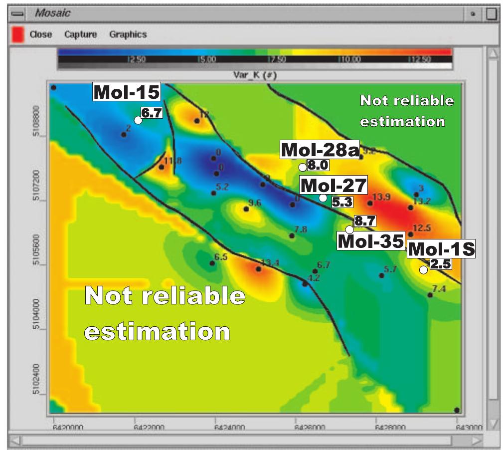 Porosity map of lithofacies i (porosity scale at top).