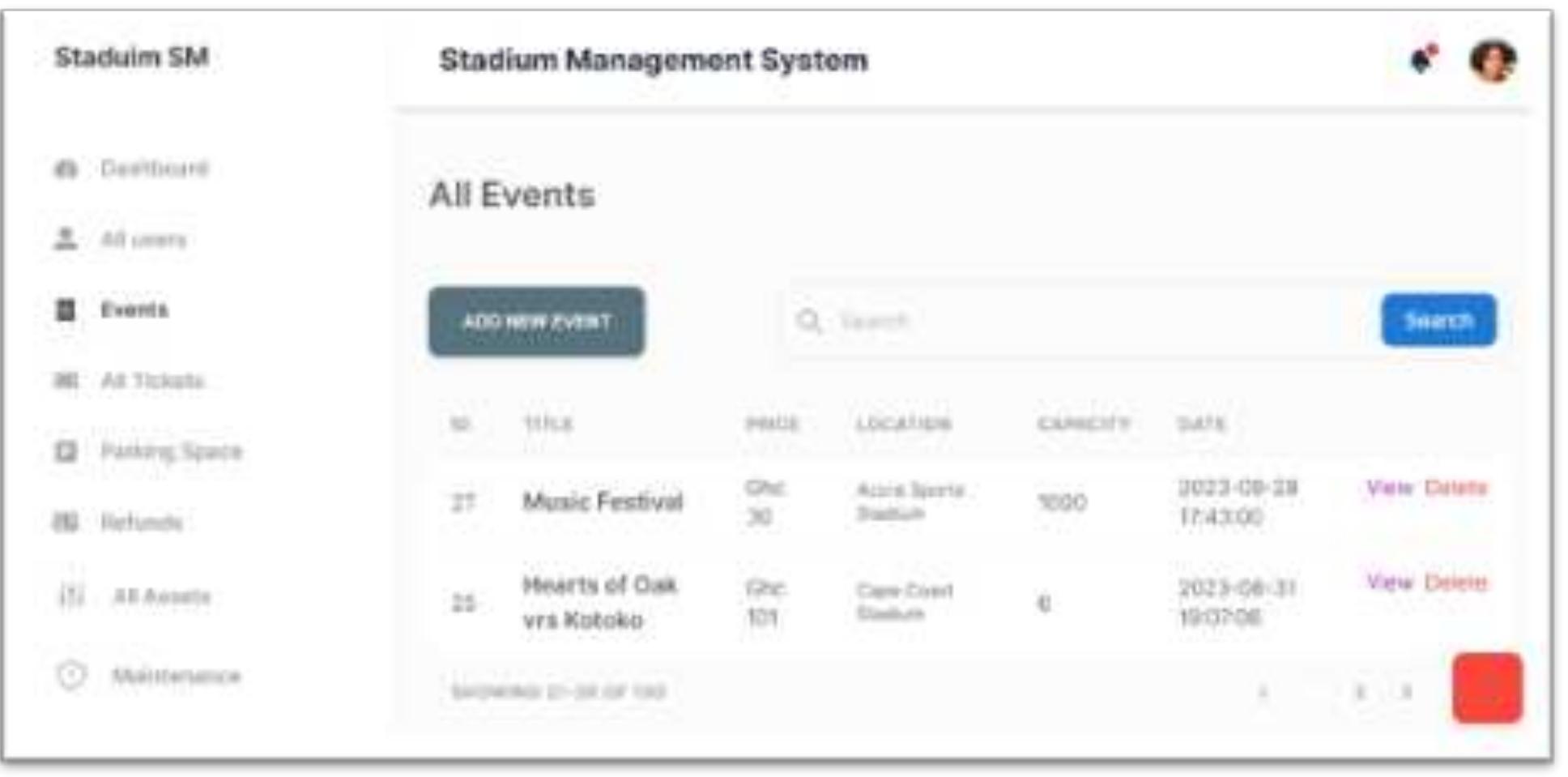 Figure 32 - Stadium Management System
