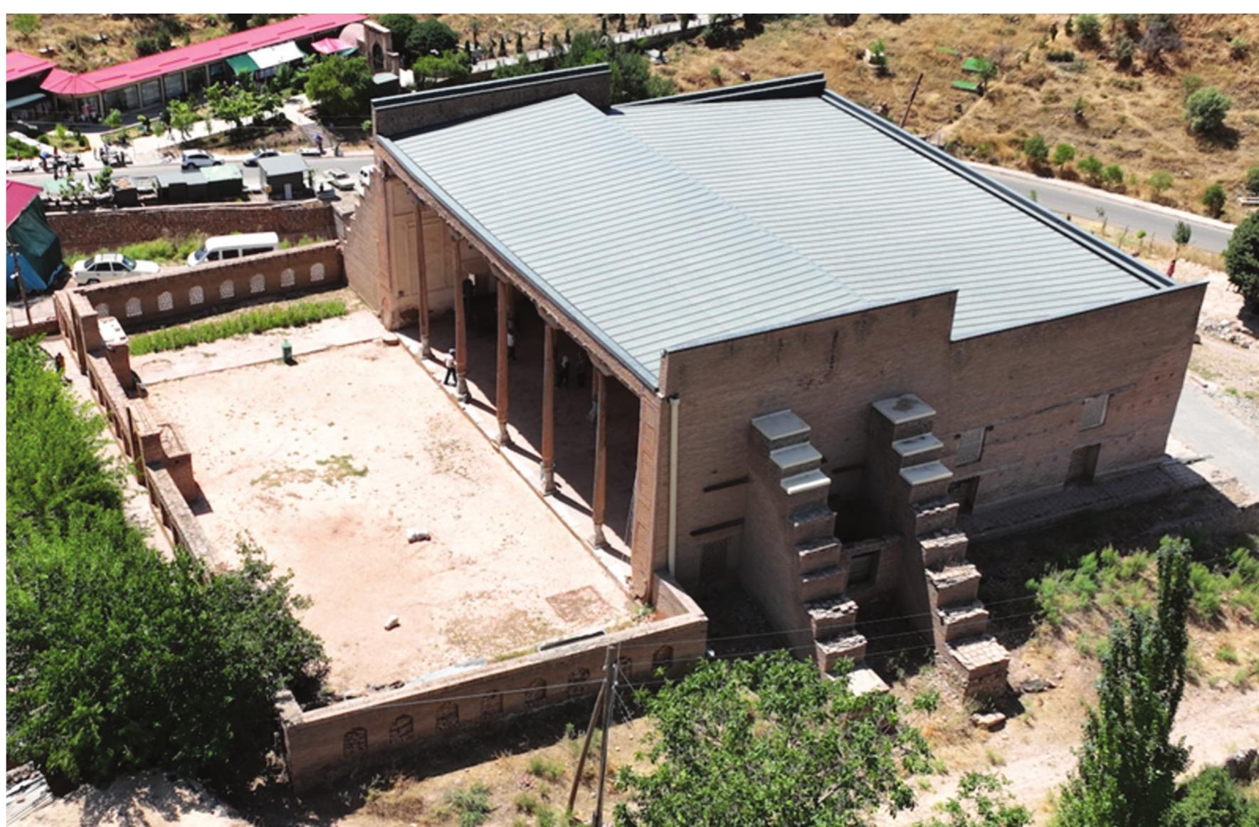 The langar ota mosque with its new steel roof, drains, and