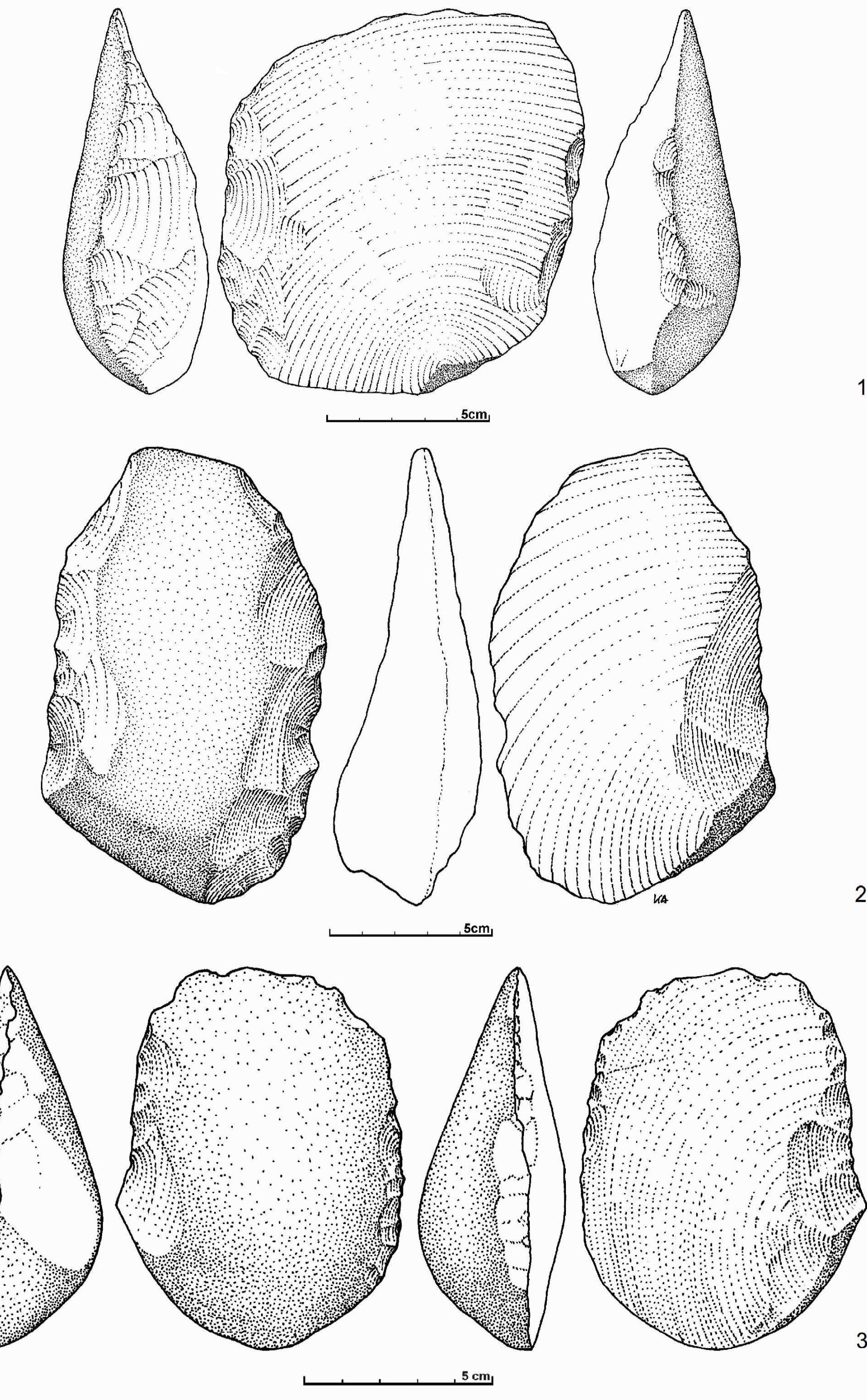 16. cleavers made out of cortical flakes.