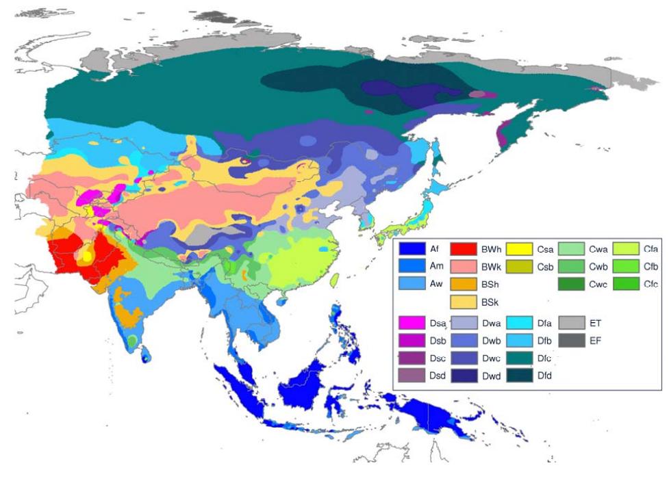 Figure 6 - Updated world map of the Köppen-Geiger climate