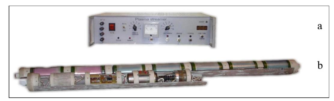 Three-phase electromagnetic exciter, which is a source of