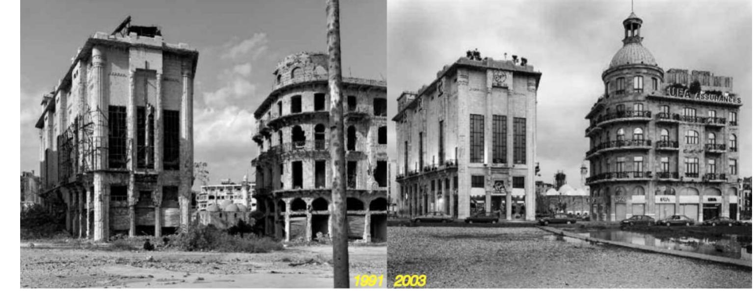 War-damaged building restored, bcd. source: solidere