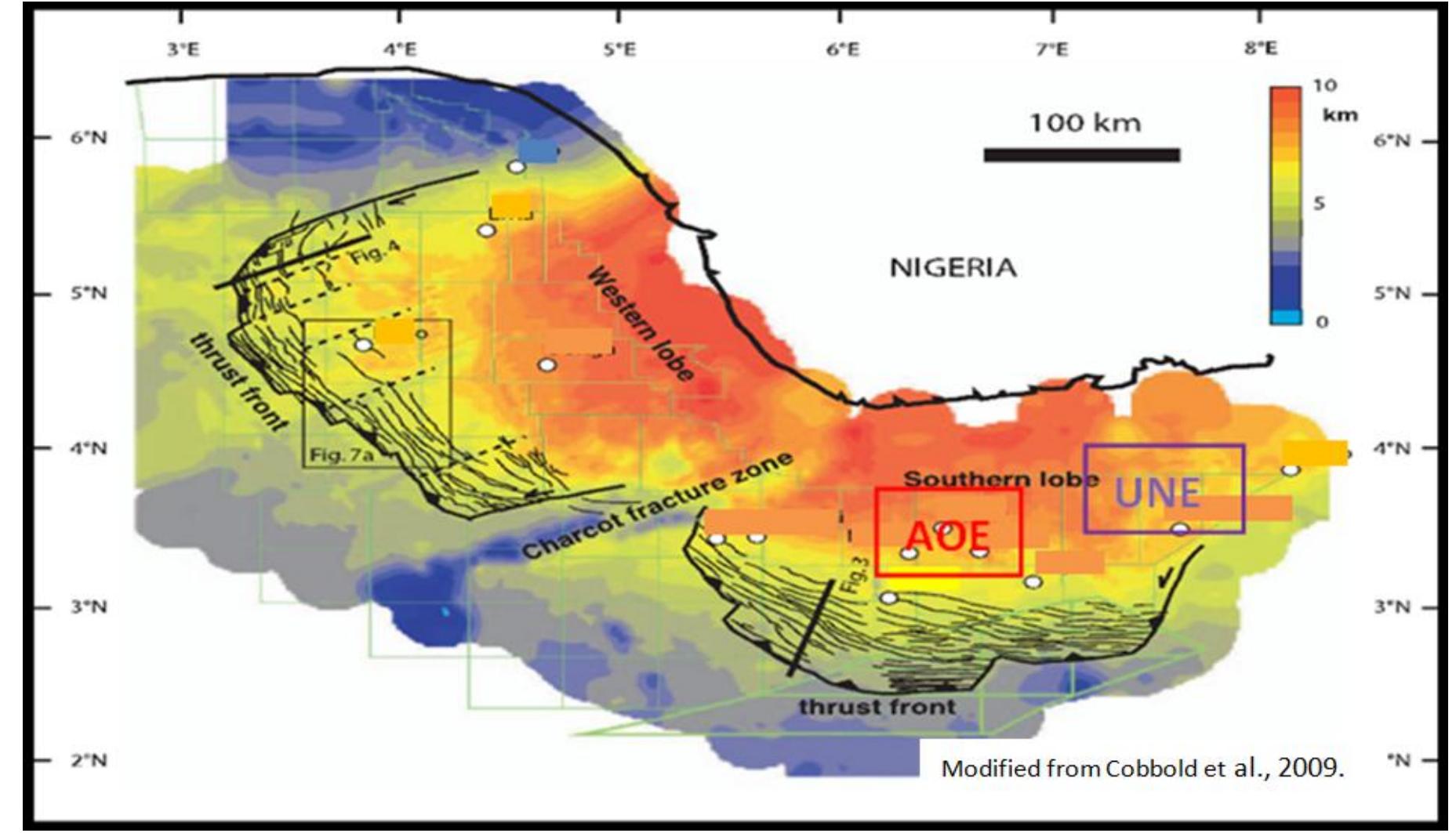 1. map of western and southern sedimentary lobes in the