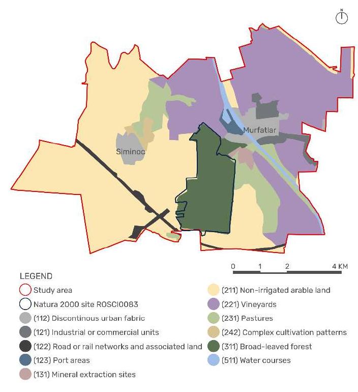 Land use map according to corine land cover 2018. source of
