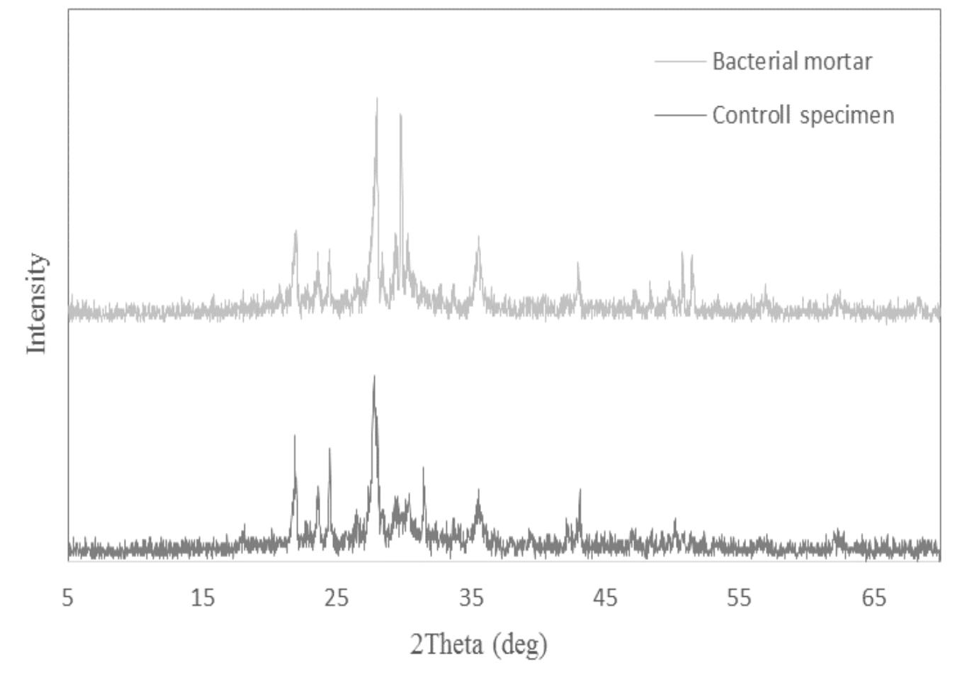 Diffraction spectra of xrd test. table 8 shows the analysis