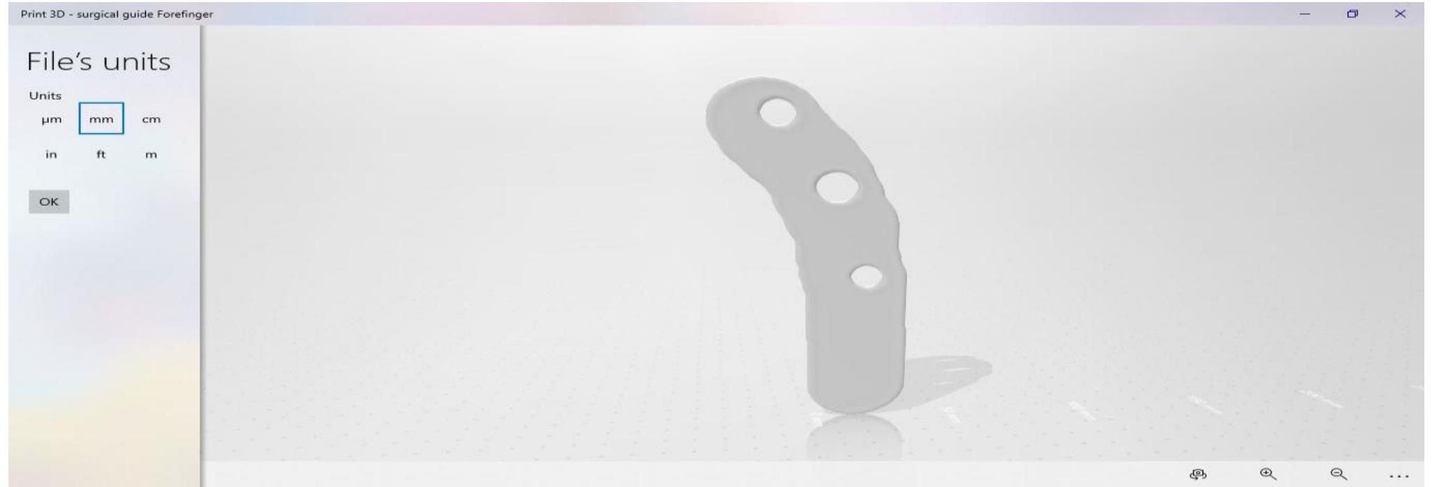 8: input of the surgical guide in the stl file format to the